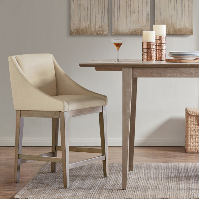 Madison Park Simon Counter Stool, Ivory - Farmhouse - Bar Stools And ...