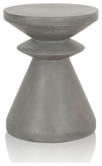 Round Pawn Accent Table Slate Gray Concrete - Industrial - Outdoor Side ...