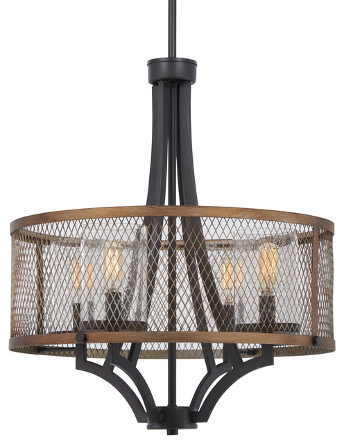 Marsden Commons 4-Light Pendant Smoked Iron/Aged Gold Clear Seeded ...