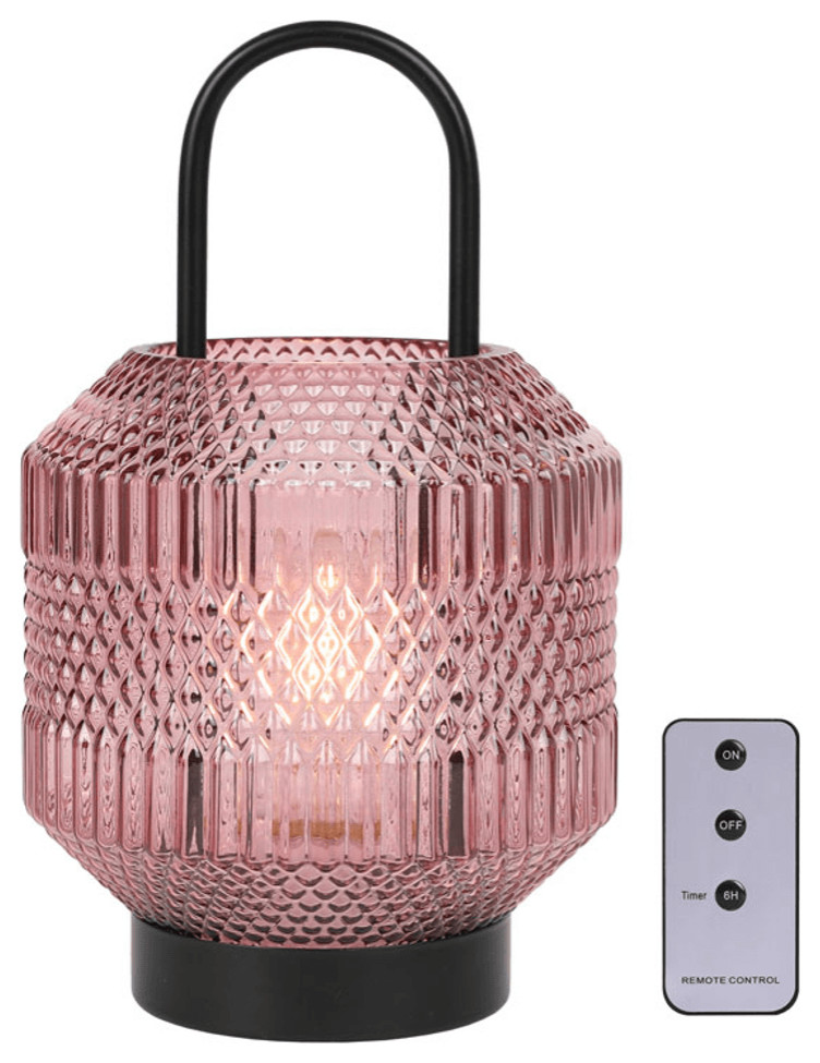 10" Purple and Black Metal Bedside LED Table Lamp With Purple Novelty ...