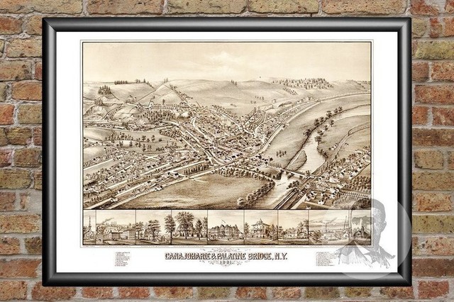 Old Map of Canajoharie New York 1881, Vintage Map Art Print, 24"x36 ...
