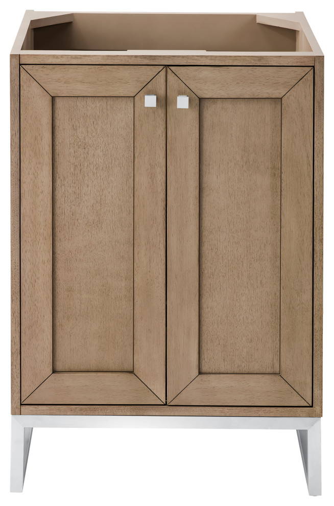Chianti 24" Single Vanity Cabinet, Whitewashed Walnut, Brushed Nickel ...