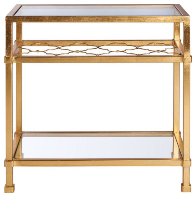 Renee Gold Leaf Glass Side Table - Contemporary - Side Tables And End ...