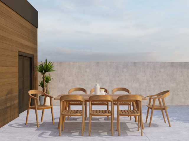 La Costa 84-inch Rectangular Wide-plank Teak Outdoor Dining Table - Transitional - Outdoor ...