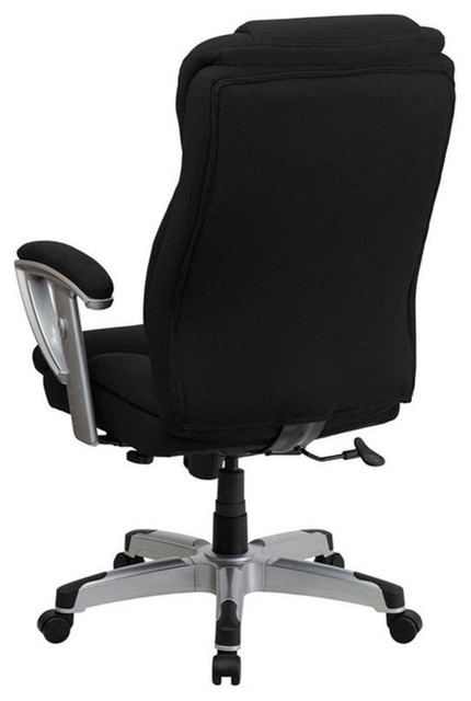 Pemberly Row Contemporary Fabric Tall Office Chair with Arms in Black ...