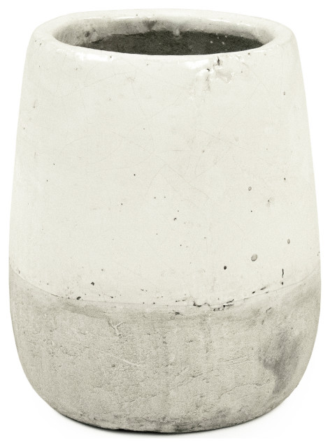 Medium White Stone Vase - Farmhouse - Vases - by Zentique, Inc. | Houzz