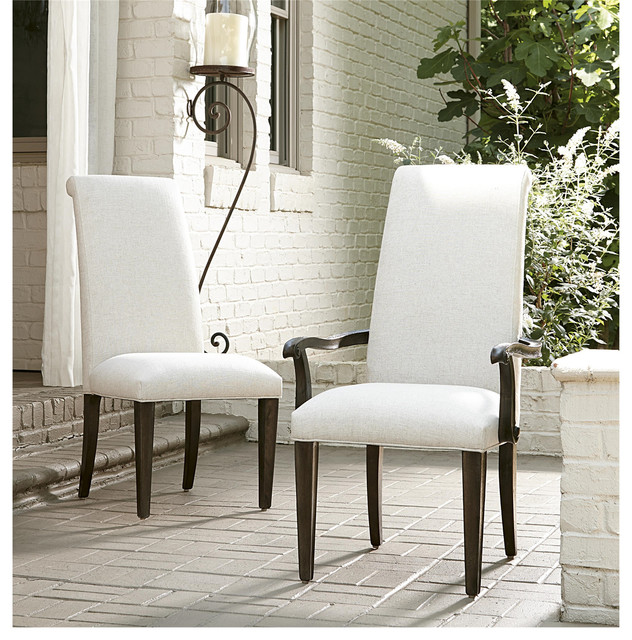 California Rustic Oak Parson Dining Arm Chair - Beach Style - New York ...