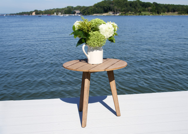 Antique Wash Eucalyptus 20" Accent Table - Midcentury - Outdoor Side Tables - by Outdoor ...