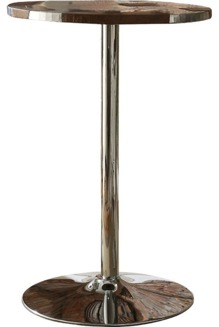 Bistro Dining Table, Chrome Pedestal Base & Round Faux Leather ...