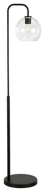 Maklaine Contemporary 62.5" Metal Arc Floor Lamp in Black and Bronze ...