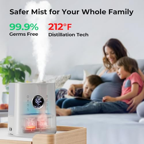 Humidifiers for Bedroom Large Room, 6.5L Top-Fill Warm & Cool 360 ...