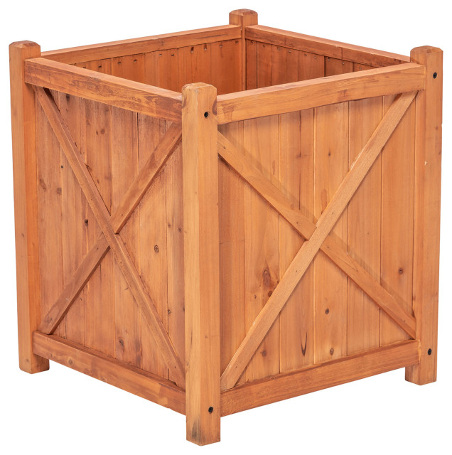 Cambridge Square Wooden Planter - Transitional - Outdoor Pots And ...
