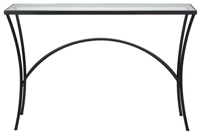Uttermost Alayna Black Metal & Glass Console table - Transitional ...