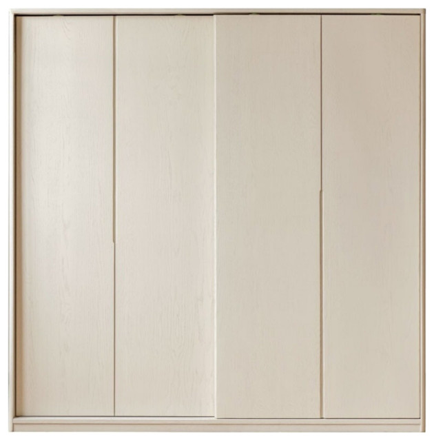 Oak Solid Wood Cream Wardrobe Sliding Door, 70.9x24.4x86.6 ...