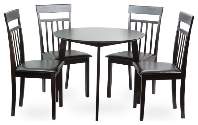 Yumiko Solid Wood Round Dining Table Kitchen Modern, Espresso Color ...