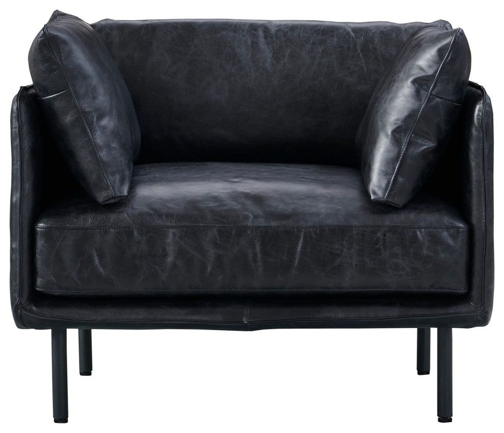 Venezia Industrial Modern Arm Chair - Slate Leather - Industrial ...