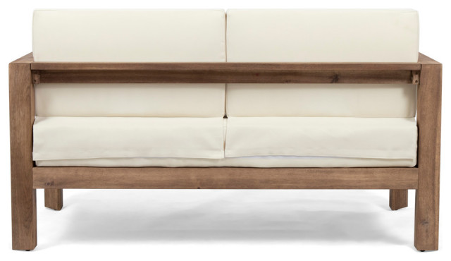 Rosemary Outdoor 4 Seater Acacia Wood Chat Set - Transitional - Outdoor ...