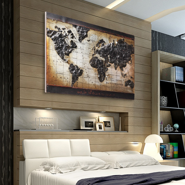 "World Map" Wall Art Mixed Media Iron Hand Painted Dimensional Wall ...