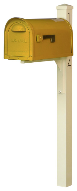 Mid Modern Dylan Curbside Mailbox and Post, Yellow - Contemporary ...