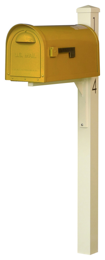 Mid Modern Dylan Curbside Mailbox and Post, Yellow - Contemporary ...