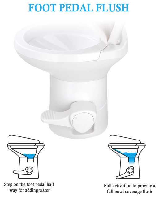 Yescom RV Toilet Camper Toilet Gravity Flush Travel Trailer Toilet 2 ...