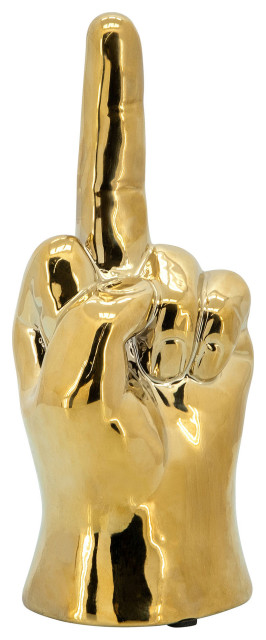 8" Dirty Finger Sign, Gold - Contemporary - Decorative Objects And ...