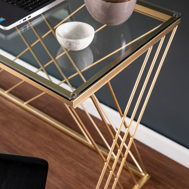Willenhall Modern Glass-Top Desk - Contemporary - Desks And Hutches ...