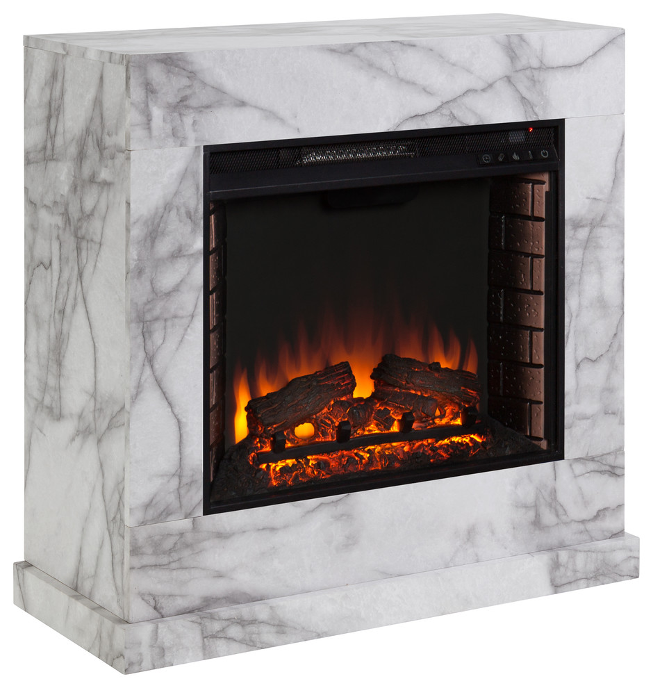 Devon Faux Marble Fireplace, White and Gray - Traditional - Indoor ...