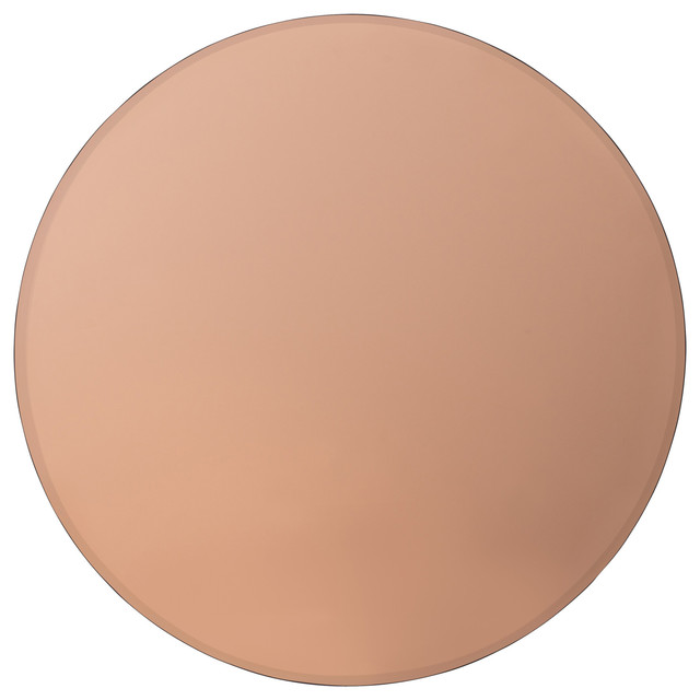 Azalea Rose Gold Tinted Frameless Round Wall Mirror, Rose Gold 26 ...