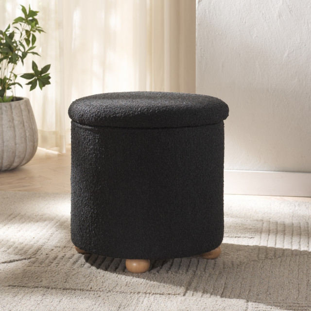 Safavieh Couture Becka Round Boucle Storage Ottoman, 18 X 18 X 18 ...