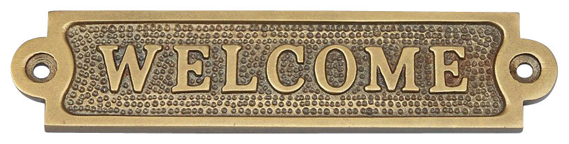 Welcome Sign, Antique Brass - Beach Style - Novelty Signs - by ...