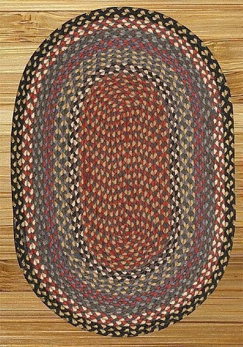 Burgundy, Blue and Gray Braided Rug, 3'x5' Oval - Farmhouse - Area Rugs ...