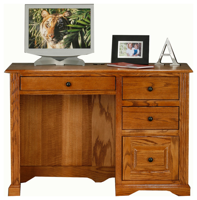 Oak Ridge Single-Pedestal Desk - Traditional - Desks And Hutches - by ...