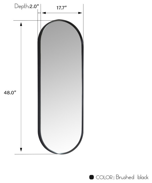 Vinnova Luarca 18 in. W x 48 in. H Oval Metal Wall Mirror ...