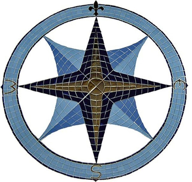 Compass Rose Ceramic Swimming Pool Mosaic 60"x60" - Beach Style ...
