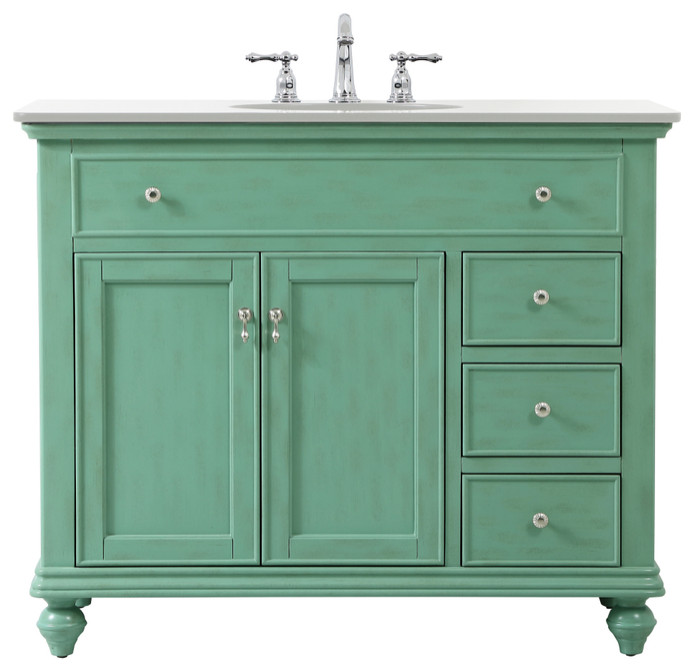 Elegant 42" Single Bathroom Vanity in Vintage Mint - Eclectic ...