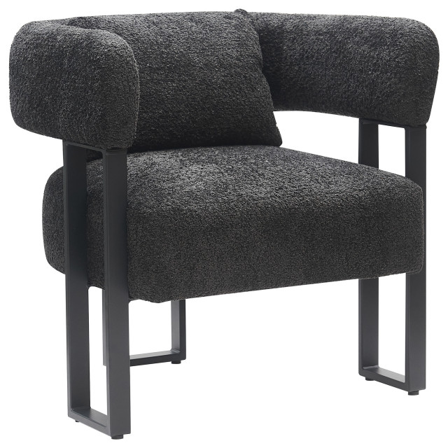 Contemporary Boucle Fabric Accent Chair - Transitional - Armchairs And ...