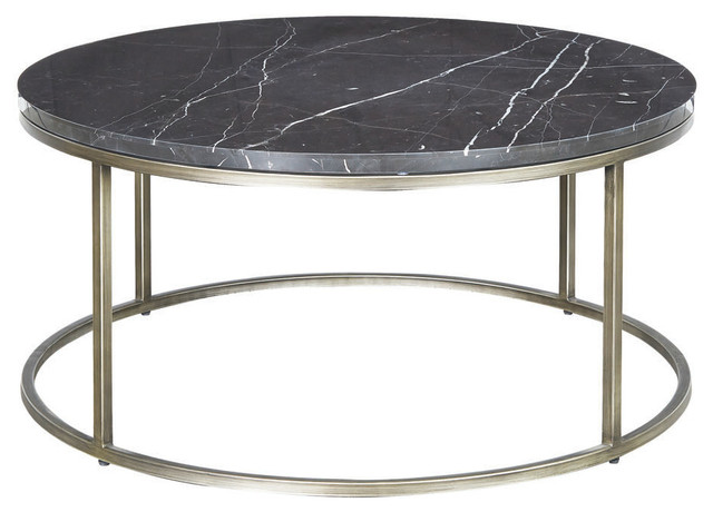 Palliser Furniture, Julien Round Cocktail Table, Gunmetal Base, Black ...