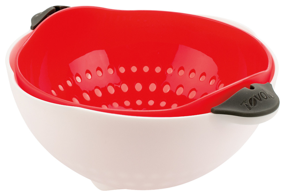 Tovolo Candy Apple Red 1.5 Quart Soak N' Strain Colander - Contemporary ...
