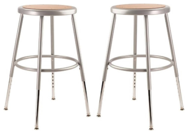 Home Square 6200 Series 19-27" Modern Metal Stool in Gray - Set of 2 ...