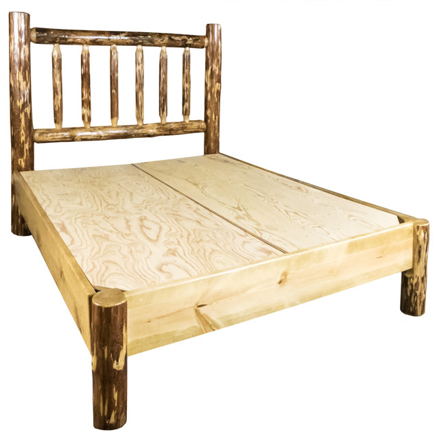 Glacier Country Collection Queen Platform Log Bed - Rustic - Platform ...