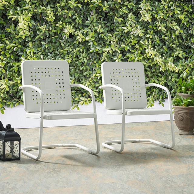 Crosley Furniture Bates Metal Patio Chair in Turquoise (Set of 2 ...