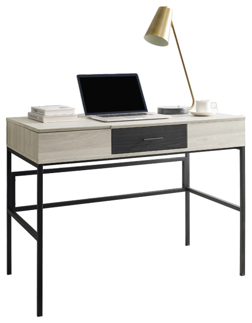 Modern Desk, Unique Design With 2 Lift Top Side Compartments, Birch ...