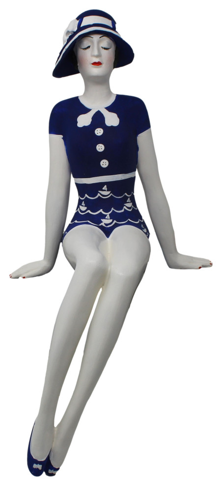 Retro Bathing Beauty Shelf Sitter Swimsuit Sculpture Nautical Sailor