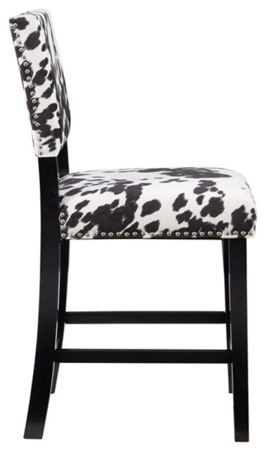 Riverbay Furniture 24" Microfiber & Wood Cow Print Counter Stool in ...
