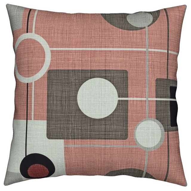 Atomic Fifties Eclectic Pink Vintage Abstract Throw Pillow ...