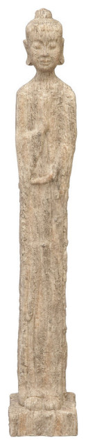 Eclectic Beige Polystone Sculpture 44669, 5" x 4" x 32" - Asian ...