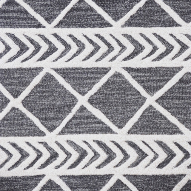 5" x 7" Gray and White Geometric Stripes Area Rug - Scandinavian - Area ...