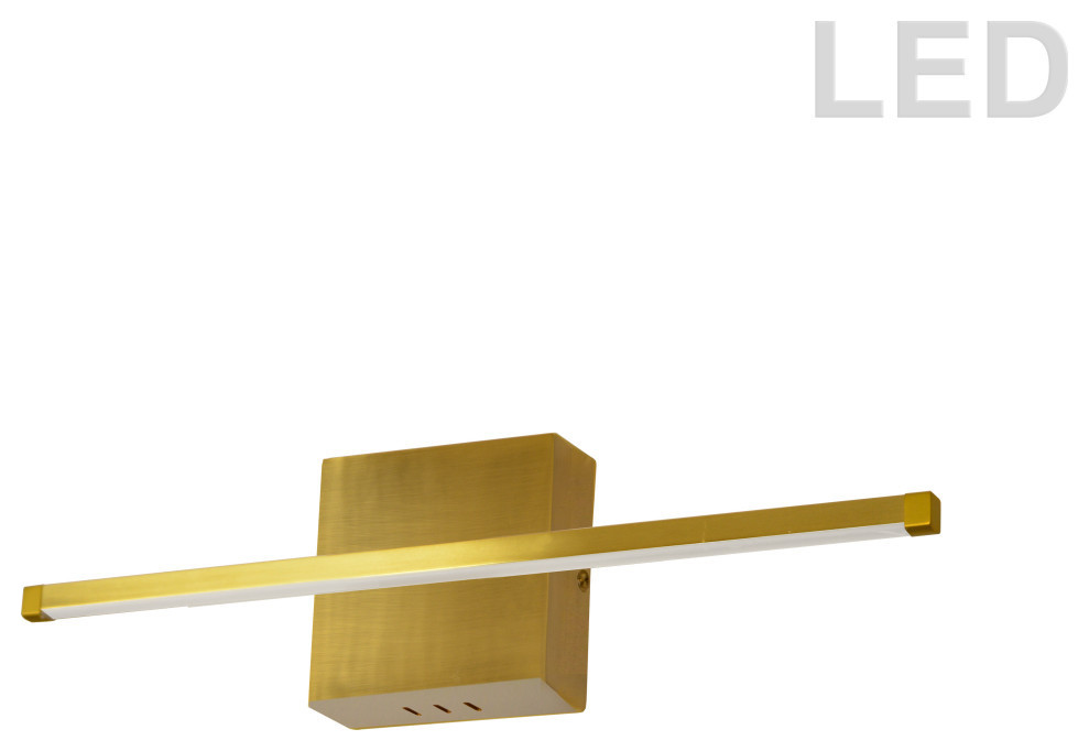 Array LED Wall Sconce Horizontal Aged Brass White Acrylic Diffuser, 25 ...