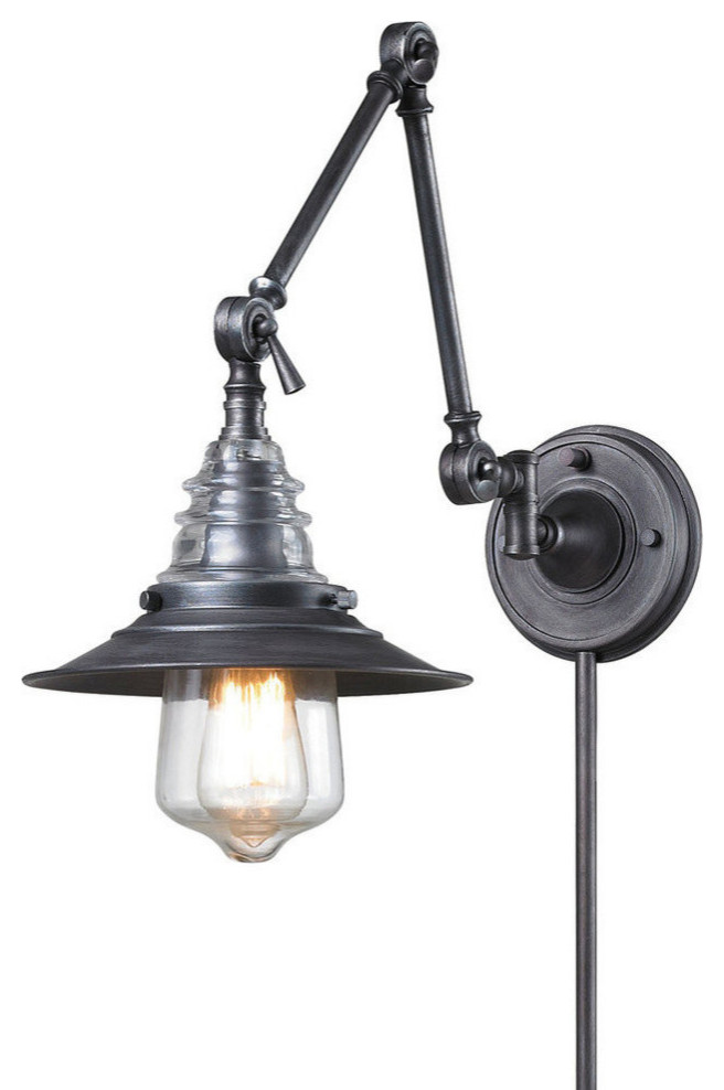 Elk Lighting 66826-1 Insulator Glass 1-Light Swingarm Wall Sconce ...